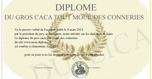 diplome du gros caca tout moue des conneries
