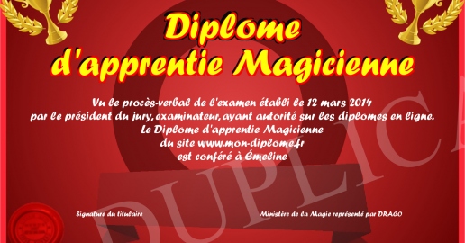 Diplome d apprentie Magicienne