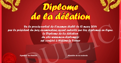 Diplome de la delation