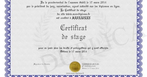 Certificat de stage