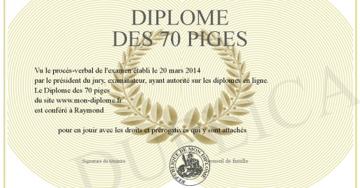 Diplome des 70 piges