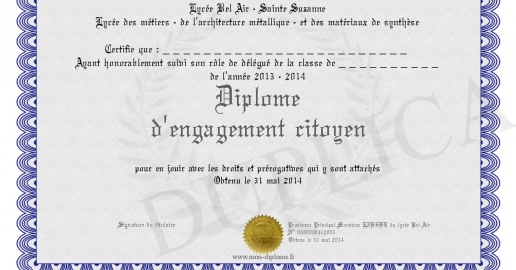 Diplome d engagement citoyen