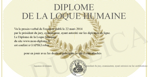 Diplome de la Loque humaine