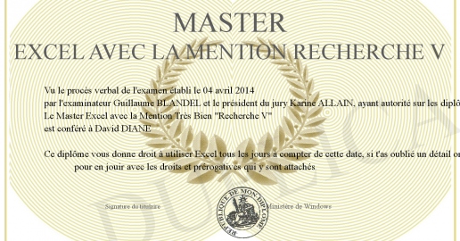 Master Excel avec la mention recherche V