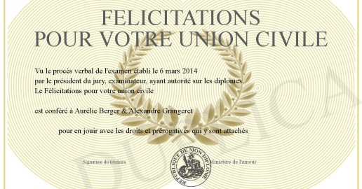 Felicitations pour votre union civile
