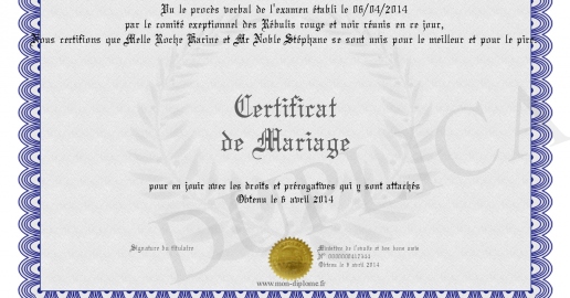Certificat de Mariage