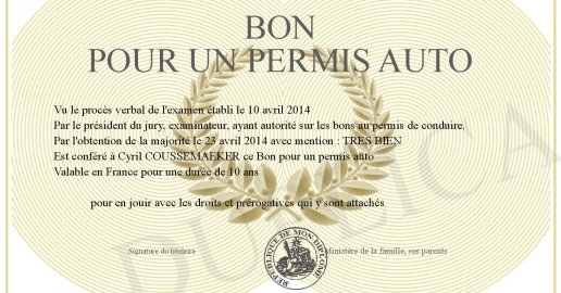 Bon pour un permis auto