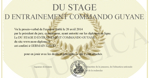 DU STAGE D ENTRAINEMENT COMMANDO GUYANE