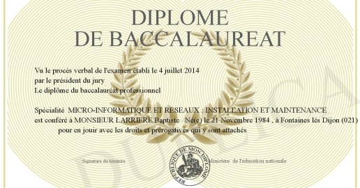 Diplome de BACCALAUREAT
