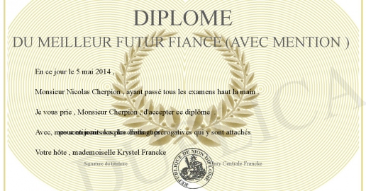 Diplome du meilleur Futur Fiance (avec mention )