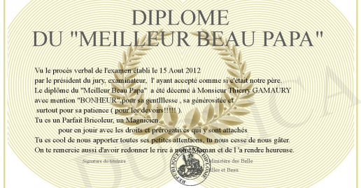 Diplome du -Meilleur Beau Papa-