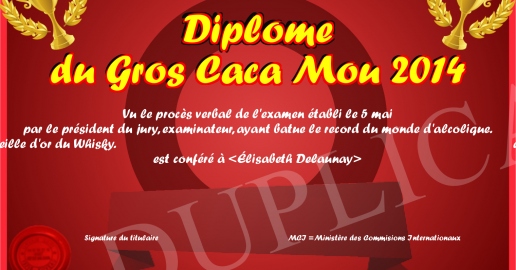 Diplome du Gros Caca Mou 2014