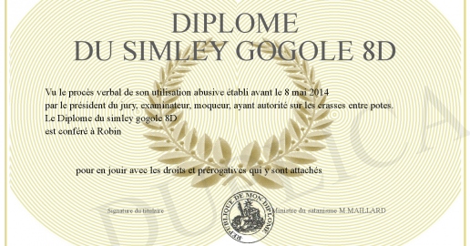 Diplome du simley gogole 8D