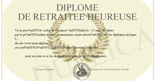Diplome de Retraitee Heureuse