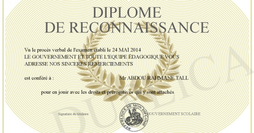 DIPLOME DE RECONNAISSANCE