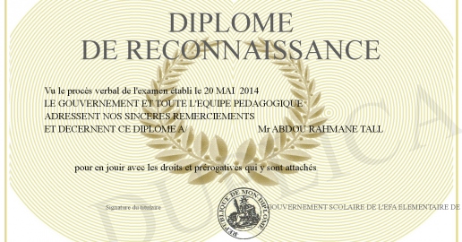DIPLOME DE RECONNAISSANCE