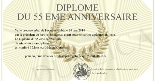 Diplome du 55 eme anniversaire