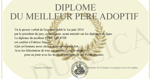 diplome du meilleur PERE ADOPTIF
