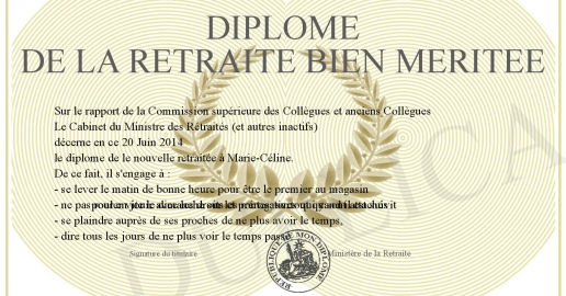 Diplome de la Retraite Bien Meritee