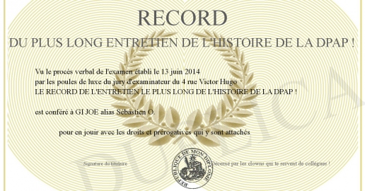 RECORD DU PLUS LONG ENTRETIEN DE L HISTOIRE DE LA DPAP
