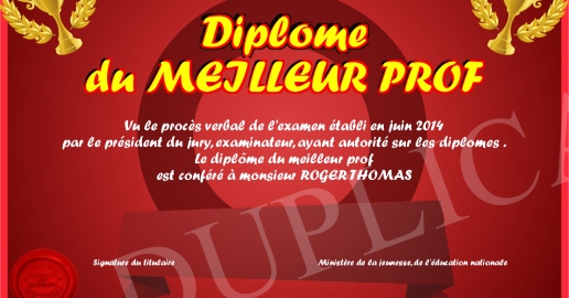 Diplome du MEILLEUR PROF