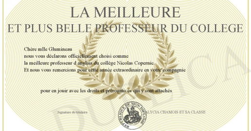 la meilleure et plus belle professeur du college