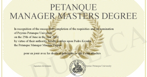 Petanque Manager Masters Degree