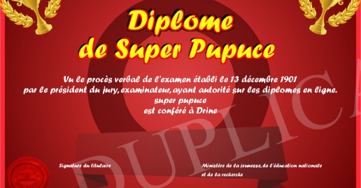 Diplome de Super Pupuce