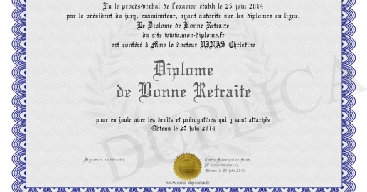 Diplome de Bonne Retraite
