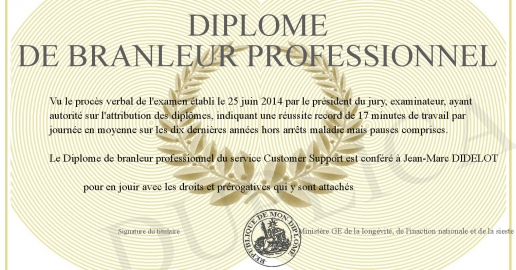Diplome de branleur professionnel