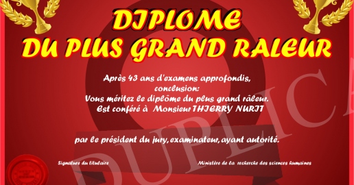 DIPLOME DU PLUS GRAND RALEUR