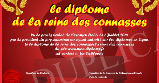 le diplome de la reine des connasses