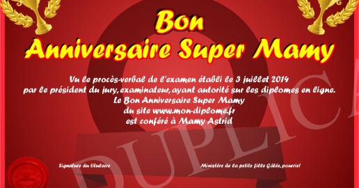 Bon Anniversaire Super Mamy