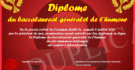 Diplome du baccalaureat generalet de l humour