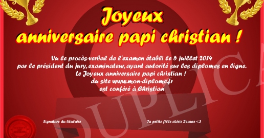Joyeux anniversaire papi christian