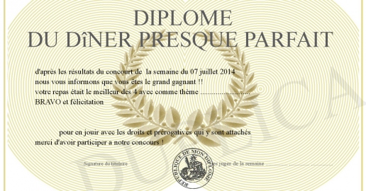 Diplome du diner presque parfait