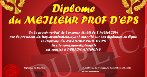 Diplome du MEILLEUR PROF D EPS
