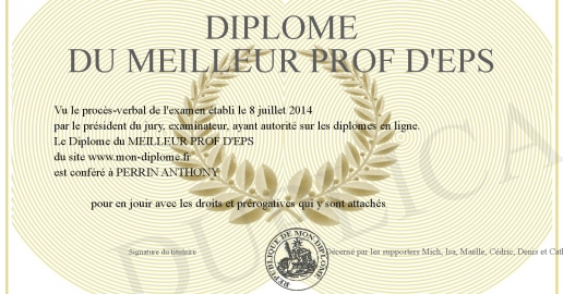 Diplome du MEILLEUR PROF D EPS