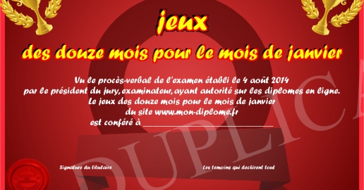 jeux des douze mois pour le mois de janvier