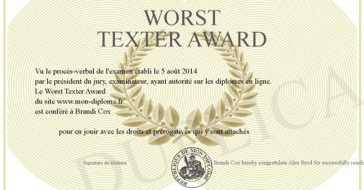 Worst Texter Award
