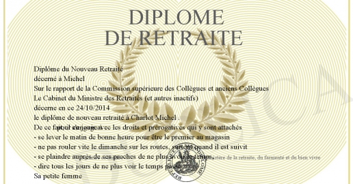 Diplome de retraite