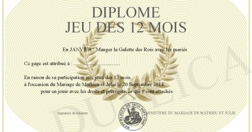 DIPLOME JEU DES 12 MOIS