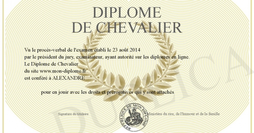 Diplome de Chevalier