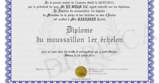 Diplome du moussaillon 1er echelon