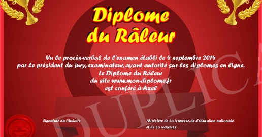 Diplome du Raleur