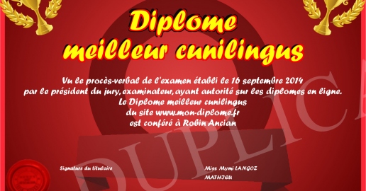 Diplome meilleur cunilingus