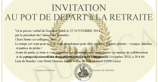 INVITATION AU POT DE DEPART a LA RETRAITE