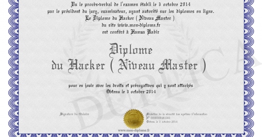 Diplome du Hacker ( Niveau Master )