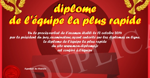 diplome de l equipe la plus rapide