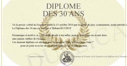 Diplome des 30 ans